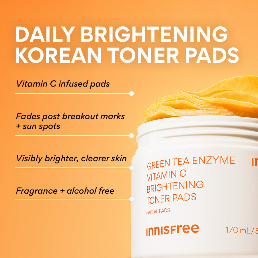 Green Tea Enzyme Vitamin C Brightening Toner Pads | Korean Vitamin C ...