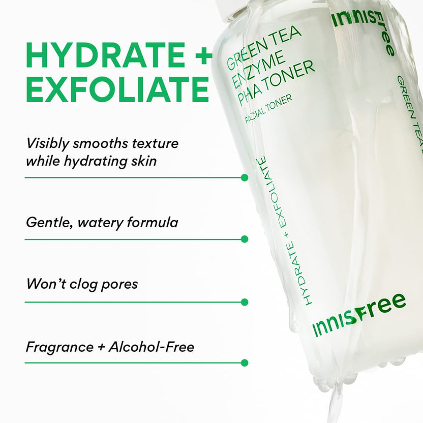 Green Tea Enzyme PHA Toner | Gentle Hydrating Exfoliant | innisfree