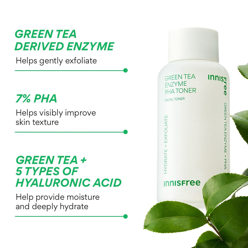 Green Tea Enzyme PHA Toner | Gentle Hydrating Exfoliant | innisfree