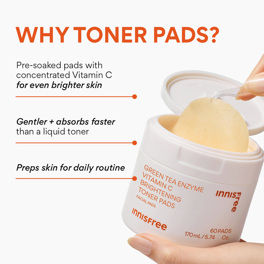 Green Tea Enzyme Vitamin C Brightening Toner Pads | innisfree
