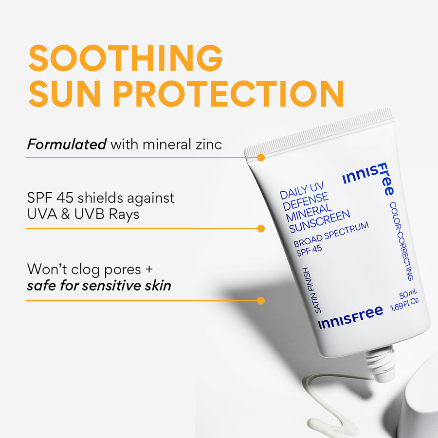 Daily UV Defense Mineral Sunscreen SPF 45 with Color Correction | innisfree